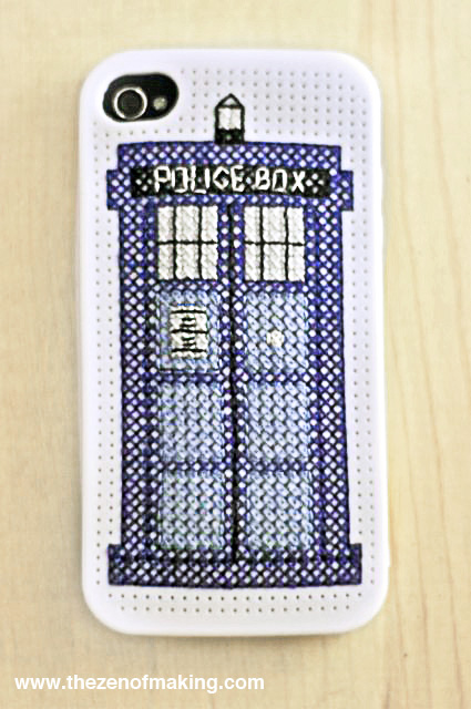 TARDIS iPhone Case Cross-Stitch Pattern | Red-Handled Scissors