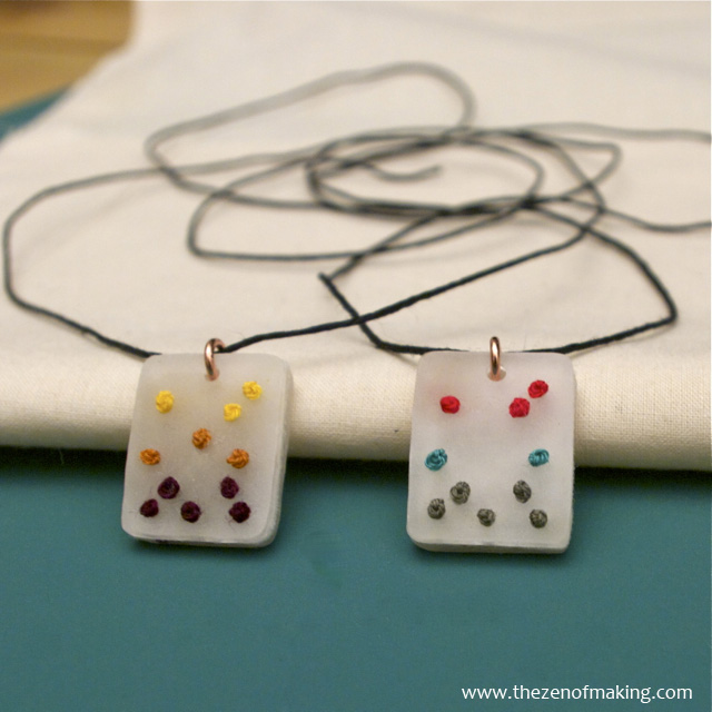 Tutorial: Embroidered Shrink Plastic Pendants